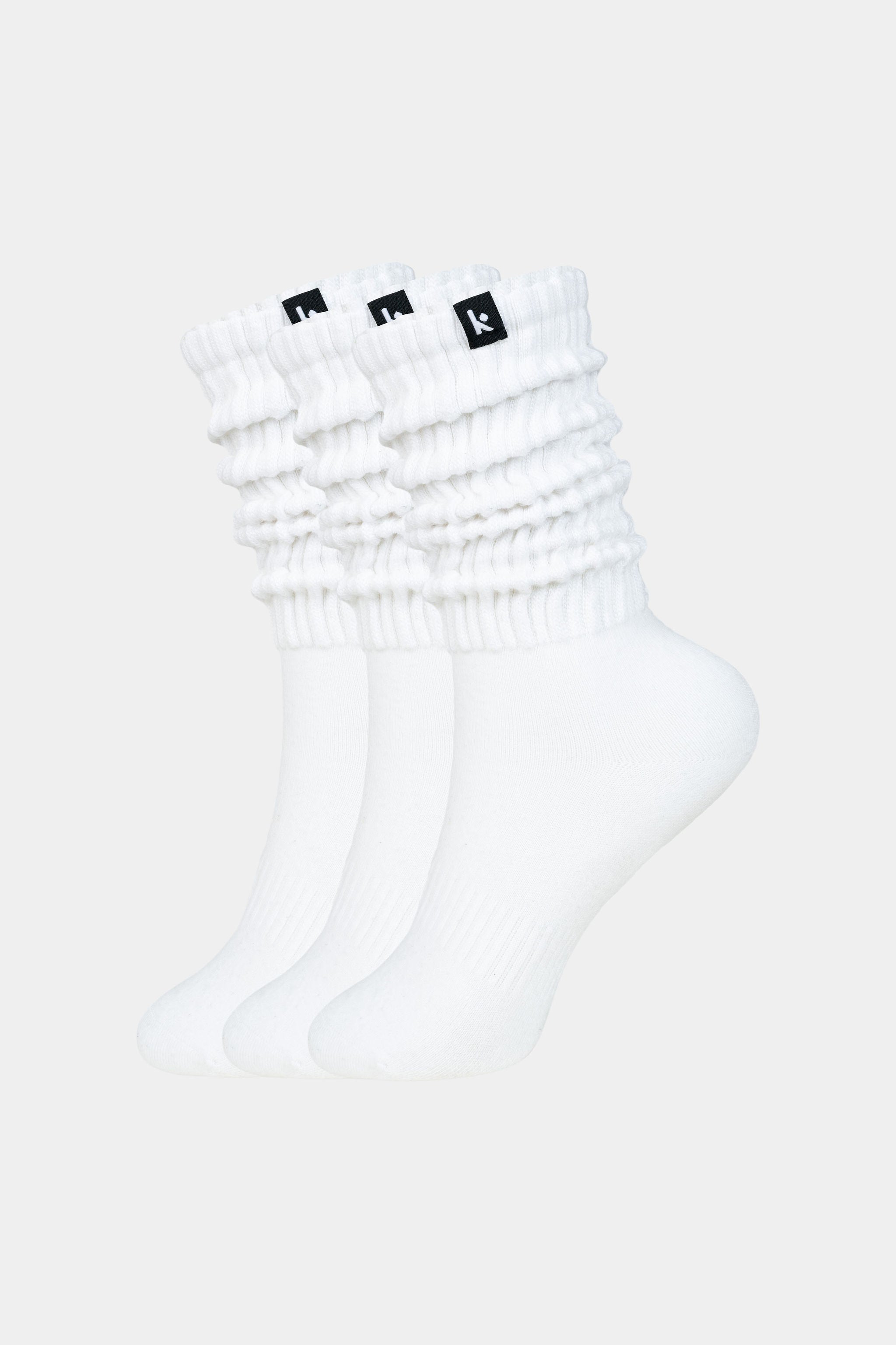 3-Pair Pack Cozy Scrunch Socks - White – Kamo Fitness